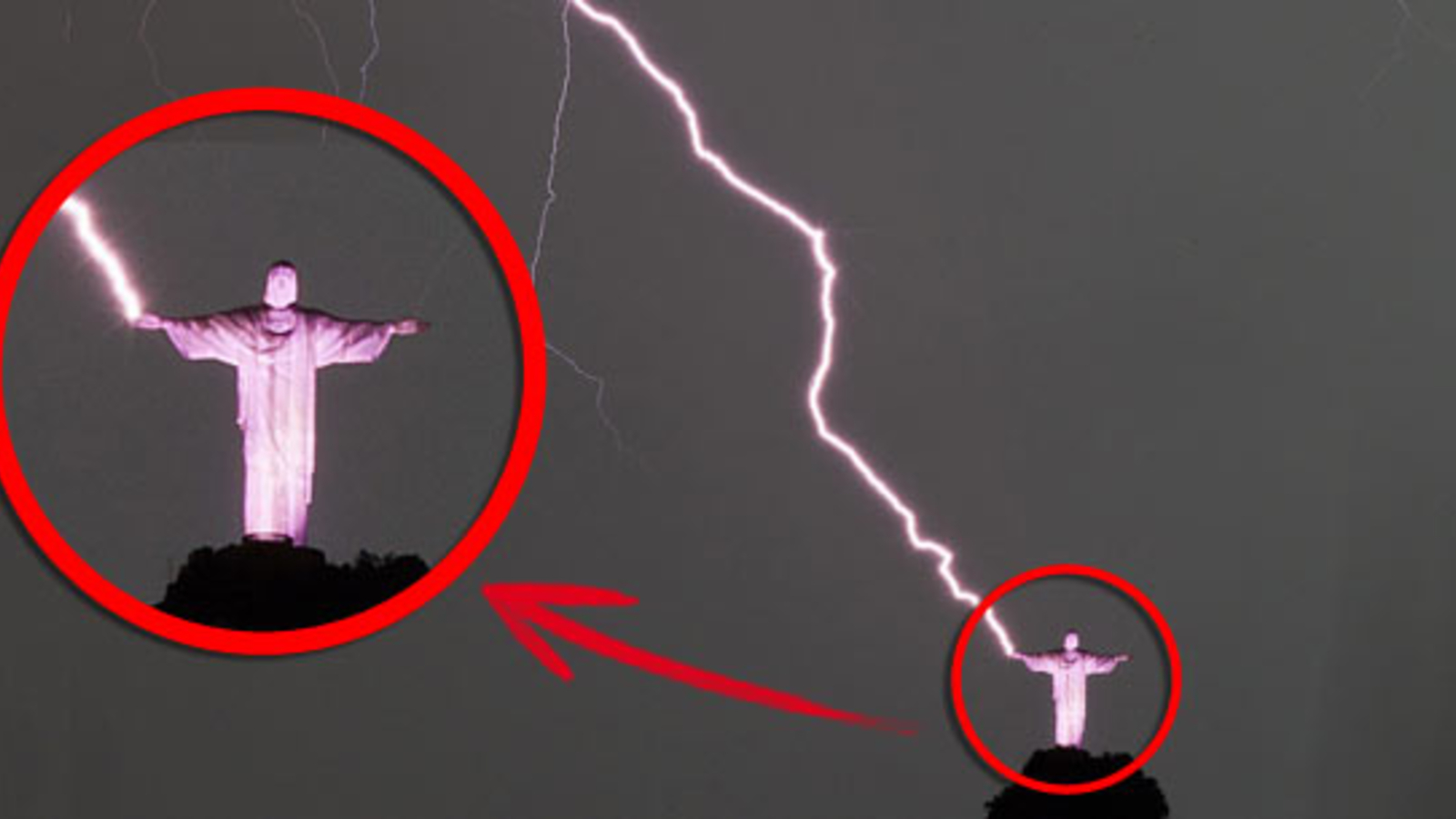 Blitz schlägt Christus-Statue Finger ab