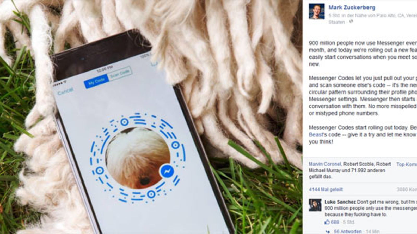 Facebook-Messenger - QR-Code für alle User