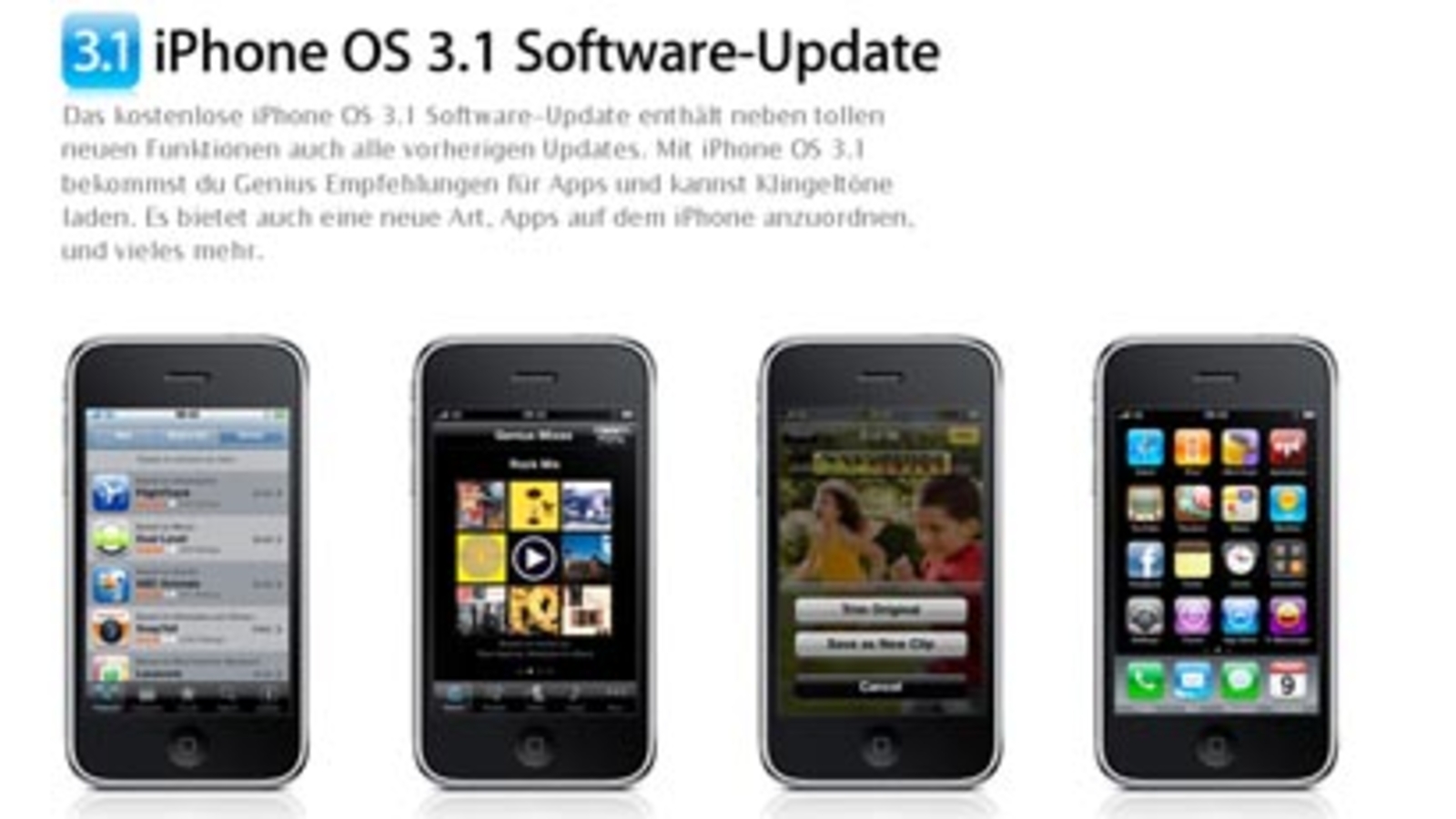 "iPhone OS 3.1" kostenlos verfügbar