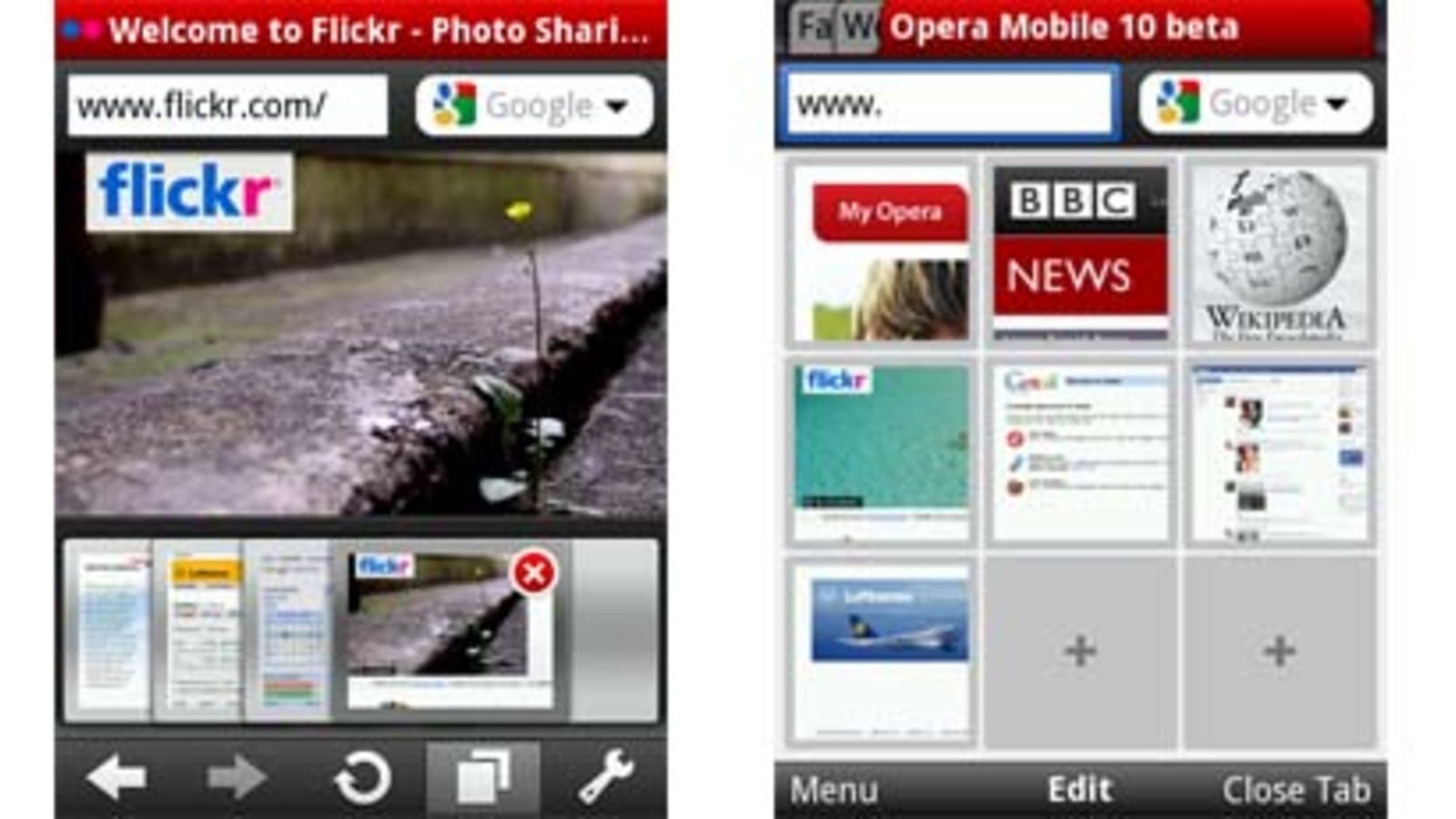 Opera Mobile 10 für Windows Mobile